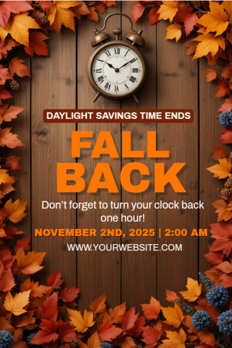 Copy of Brown Joyful Fall Back Poster Poster | PosterMyWall