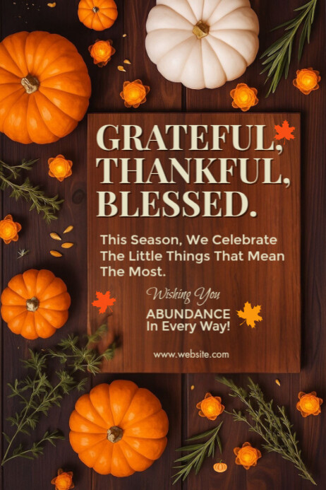 Brown Joyful Fall/thanksgiving/gratitude Poster Template | PosterMyWall