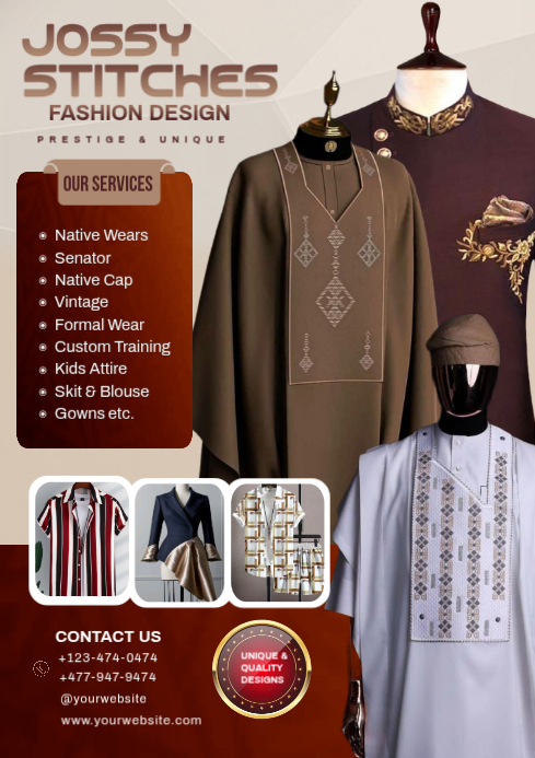 Brown Joyful Fashion Designer A4 Template | PosterMyWall