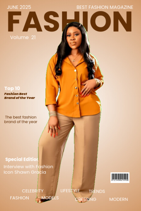 Brown Joyful Fashion Magazine Model Poster Template | PosterMyWall