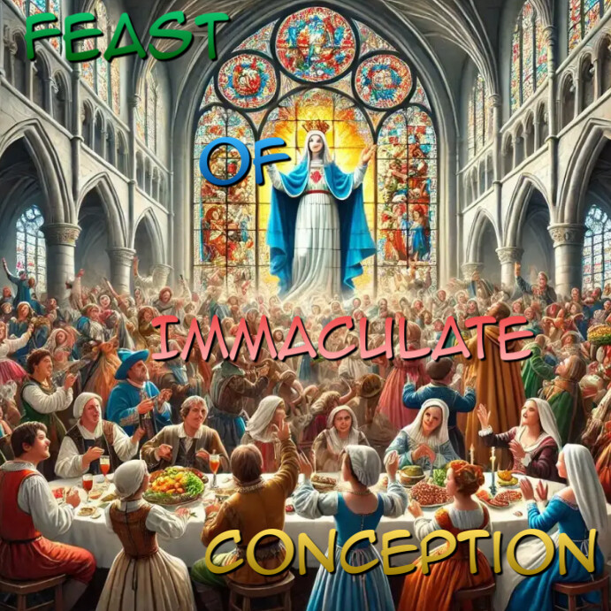 Brown Joyful Feast Of Immaculate Conception Instagram Post Template | PosterMyWall