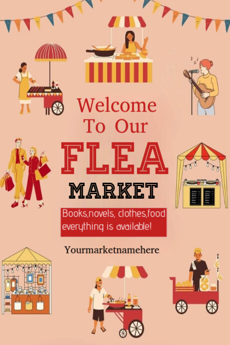 Brown Joyful Flea Market Poster Template | PosterMyWall