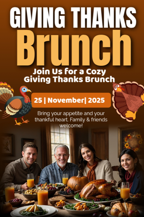 Brown Joyful Giving Thanks Poster Template | PosterMyWall