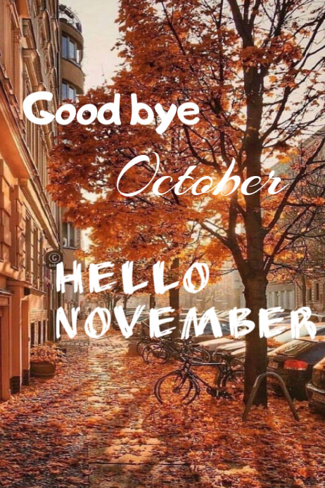 Plantilla de Brown Joyful Good Bye October Poster | PosterMyWall