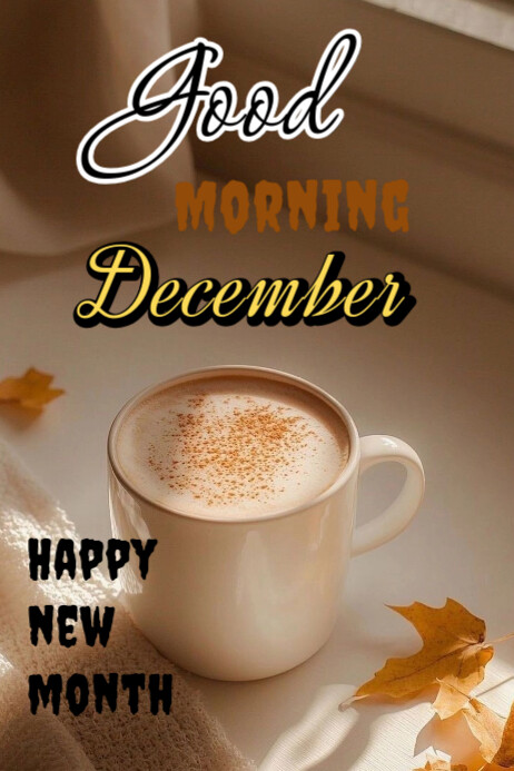 Brown Joyful Good Morning December Poster Template | PosterMyWall