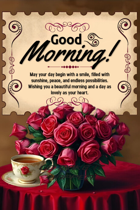 Copy of Brown Joyful Good Morning Greeting Card Poster | PosterMyWall