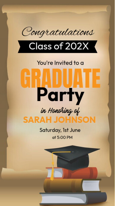 Brown Joyful Graduation Party Instagram Story Template | PosterMyWall