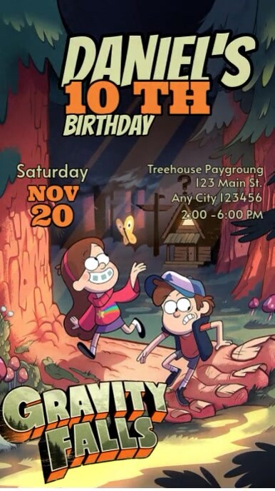 Copy of Brown Joyful Gravity Falls Birthday Invitation Instagram Story | PosterMyWall