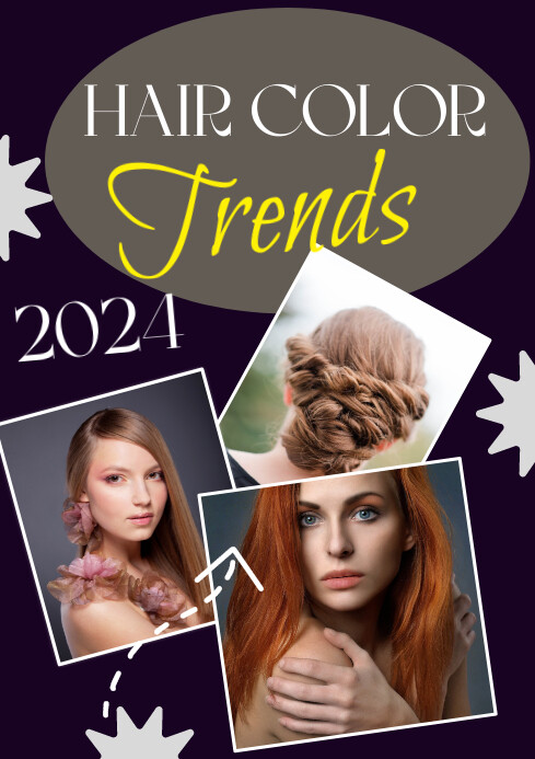 Brown Joyful Hair Color Trends A4 Template | PosterMyWall