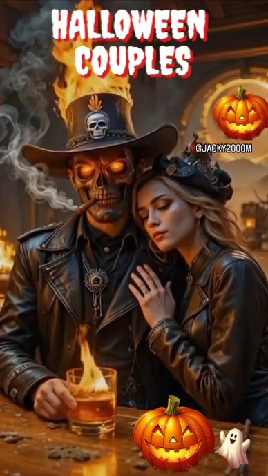 Plantilla de Brown Joyful Halloween Couple Youtube Short | PosterMyWall