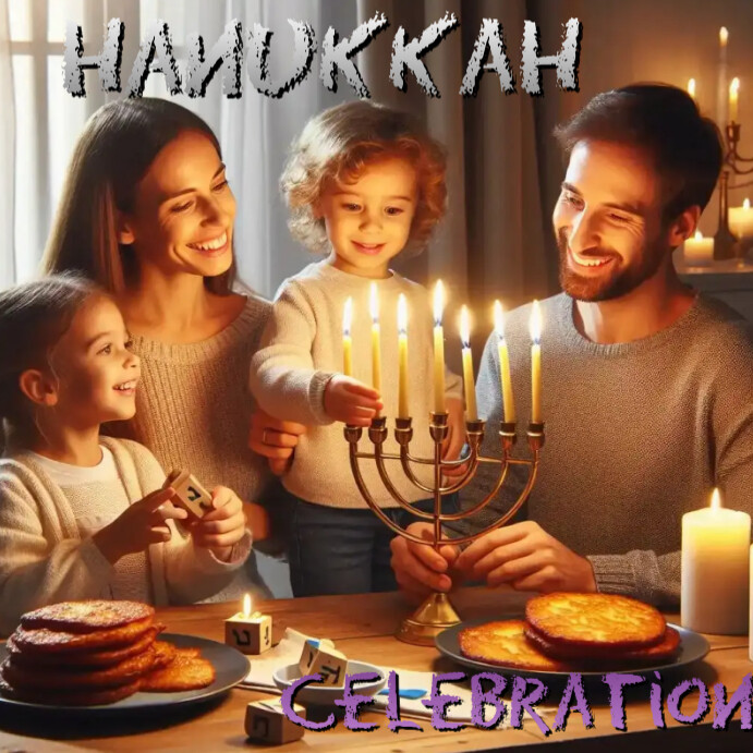 Brown Joyful Hanukkah Celebration Instagram Post Template | PosterMyWall