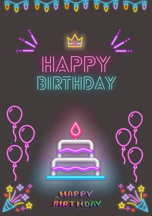 Brown Joyful Happy Birthday A2 Templat | PosterMyWall