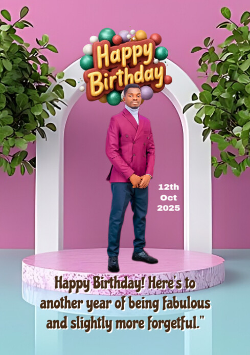 Brown Joyful Happy Birthday A4 Template | PosterMyWall