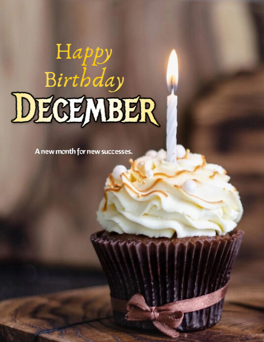 Brown Joyful Happy Birthday December Flyer (us Letter) Template ...