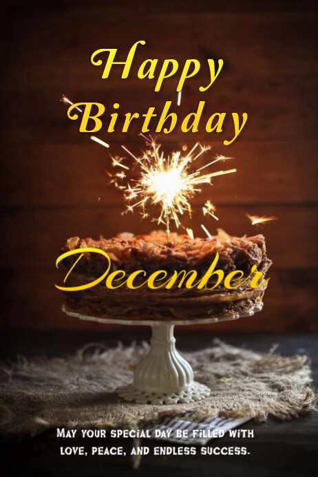 Modèle Brown Joyful Happy Birthday December Poster | PosterMyWall