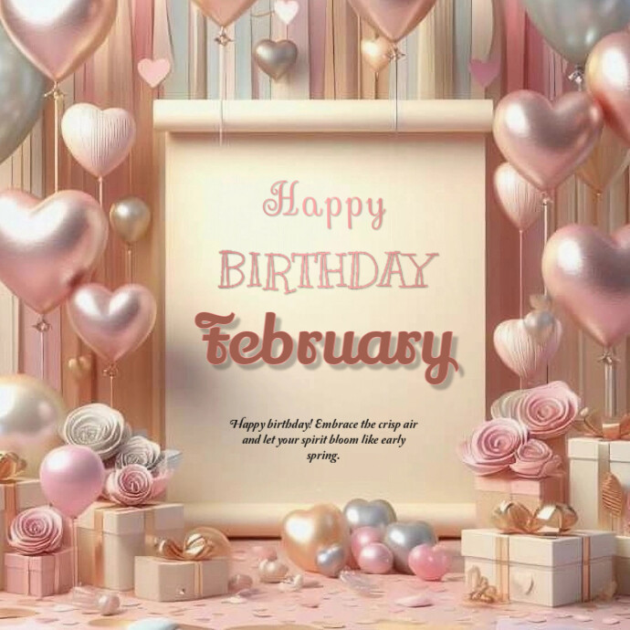Brown Joyful Happy Birthday February Logo Template | PosterMyWall