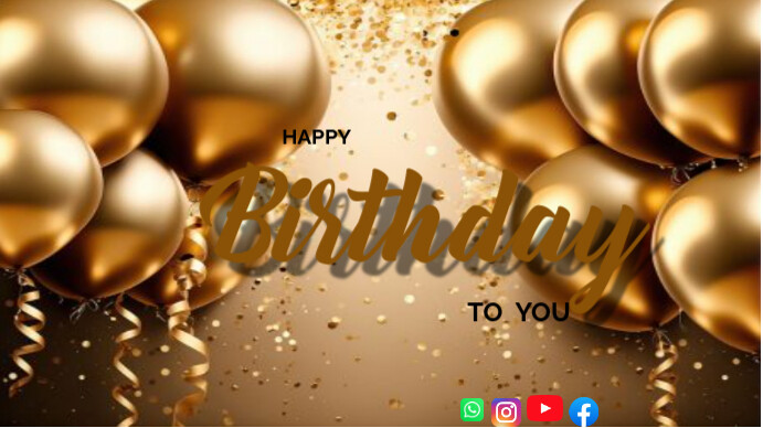 Brown Joyful Happy Birthday Youtube Thumbnail Template | PosterMyWall