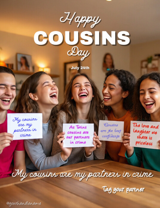 Brown Joyful Happy Cousins Day July 24th Flyer (us Letter) Template ...