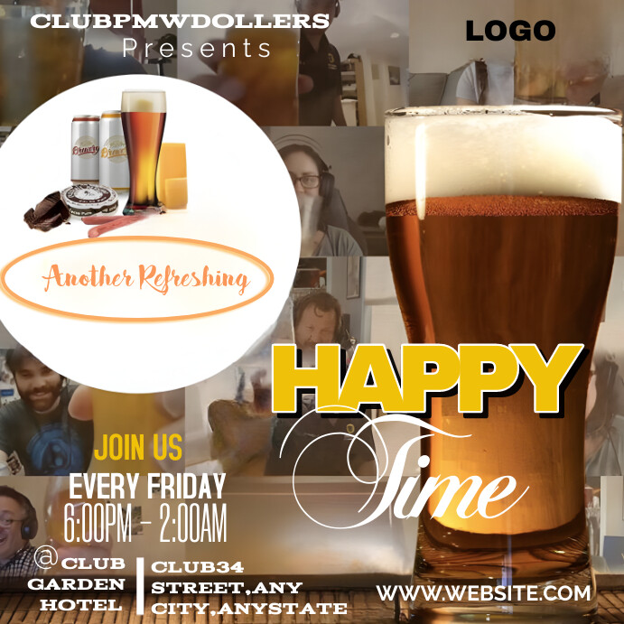 Brown Joyful Happy Hour Instagram Post Templat | PosterMyWall