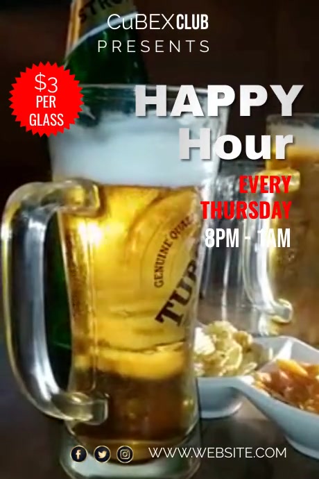 Brown Joyful Happy Hour Poster Template | PosterMyWall