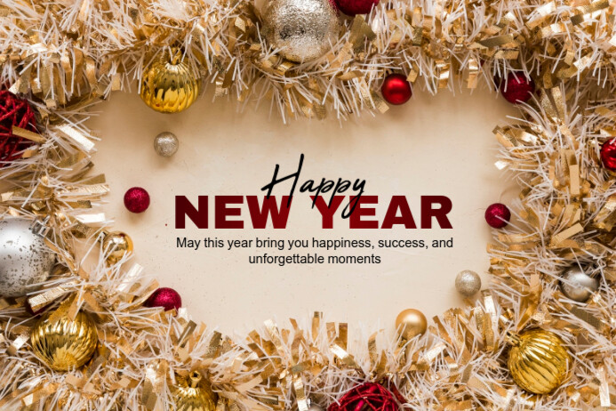 Brown Joyful Happy New Year Label Template | PosterMyWall