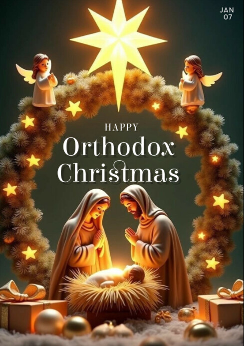 Copy of Brown Joyful Happy Orthodox Christmas A4 | PosterMyWall