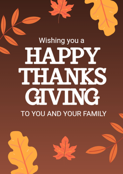 Plantilla de Brown Joyful Happy Thanks Giving A4 | PosterMyWall