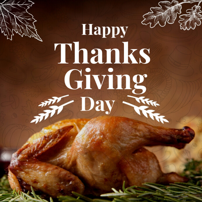 Brown Joyful Happy Thanksgiving Day Instagram Post Template | PosterMyWall