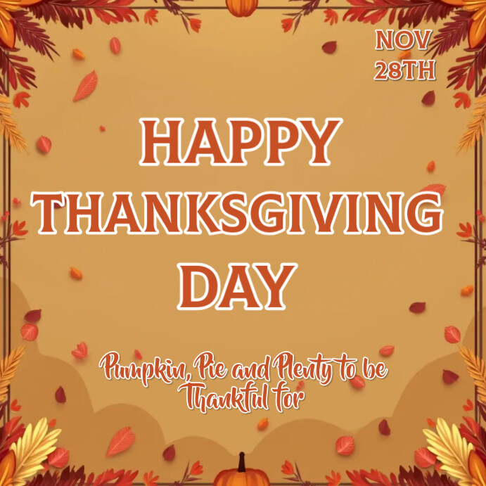 Brown Joyful Happy Thanksgiving Day Instagram Post Celebration Wishes ...