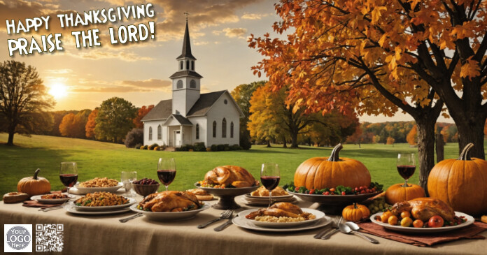 Modèle Brown Joyful Happy Thanksgiving Praise The Lord Church Service ...