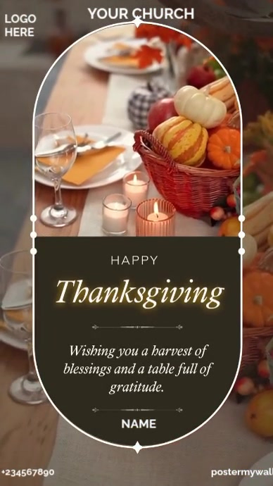 Brown Joyful Harvest Of Blessings – Editable Thanksgiving Greeting ...