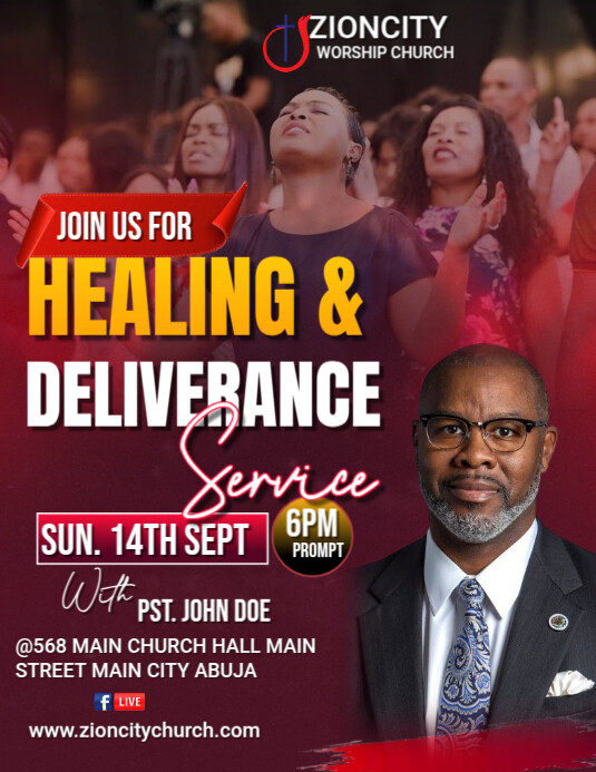 Copy of Brown Joyful Healing Deliverance Service Flyer (us Letter ...