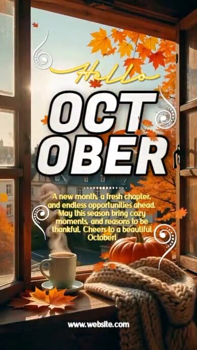 Modèle Brown Joyful Hello October Instagram Story | PosterMyWall