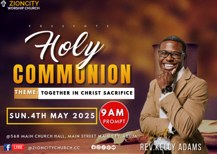 Copy of Brown Joyful Holy Communion Sunday Service Postcard | PosterMyWall
