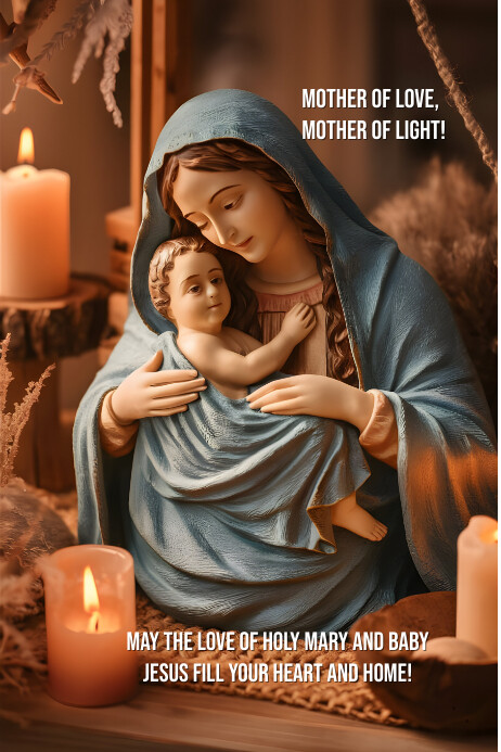 Brown Joyful Holy Mary And Baby Jesus Poster Template | PosterMyWall