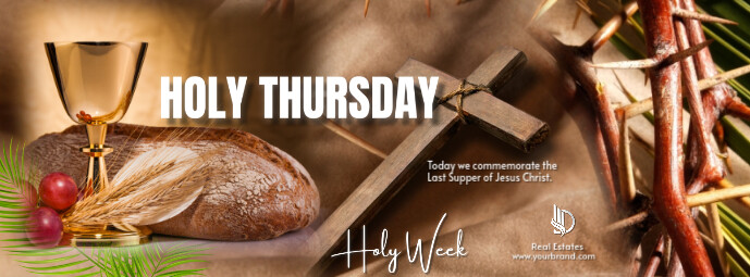 Brown Joyful Holy Thursday Facebook Cover Photo Template | PosterMyWall