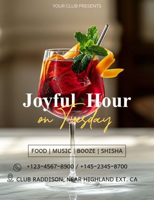 Plantilla de Brown Joyful Hour On Tuesday Flyer (us Letter) | PosterMyWall