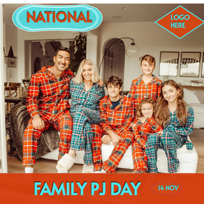 Plantilla de Brown Joyful Instagram Post National family PJ day | PosterMyWall