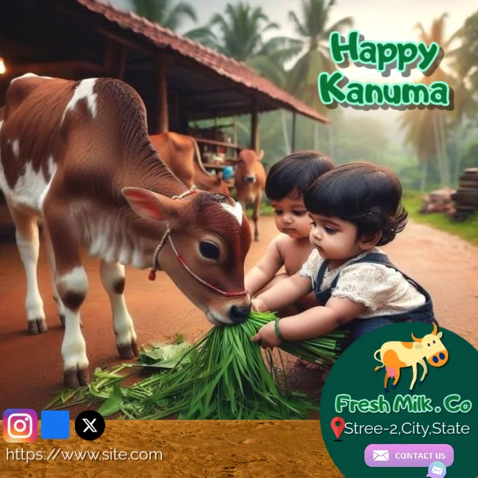 Brown Joyful Kanuma Sankranthi Cute Instagram Post Template | PosterMyWall