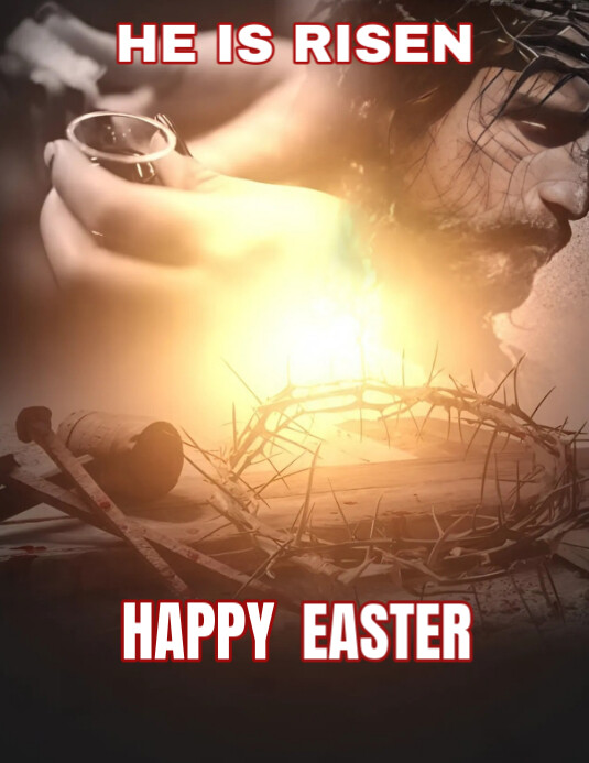 Brown Joyful Light He Is Risen, Happy Easter Design Flyer (us Letter ...