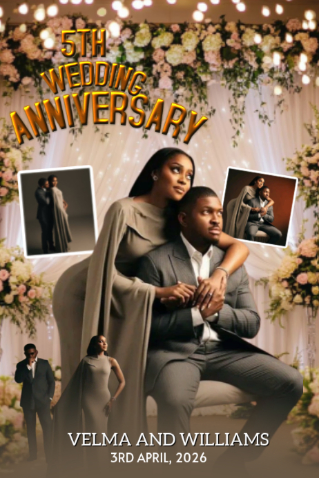 Brown Joyful Luxury Anniversary Magazine Cover Poster Template ...