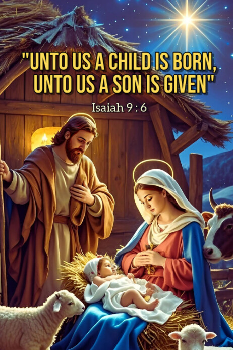 Brown Joyful Manger Scene Poster Template | PosterMyWall