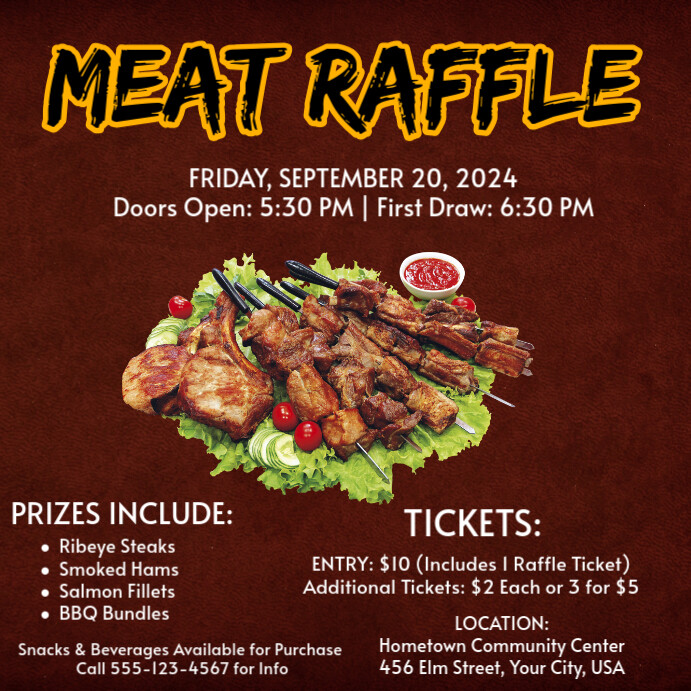 Copy of Brown Joyful Meat Raffle Flyer Instagram Post | PosterMyWall
