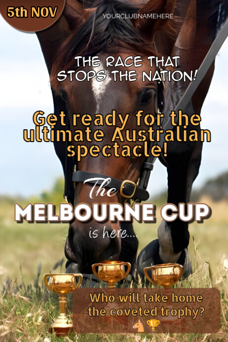 Brown Joyful Melbourne Cup Poster Template | PosterMyWall