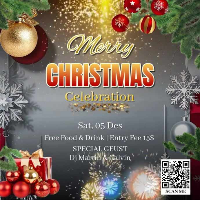 Brown Joyful Merry Christmas Celebration – Festive Holiday Party ...