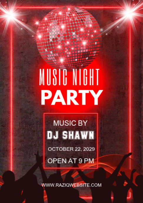 Brown Joyful Music Night Party A2 Template | PosterMyWall