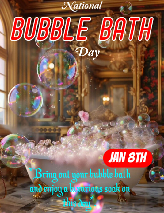 Plantilla de Brown Joyful National Bubble Bath Day Flyer (us Letter ...
