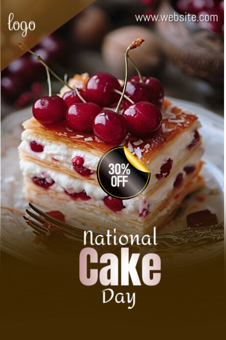 Brown Joyful National Cake Day Poster Template | PosterMyWall