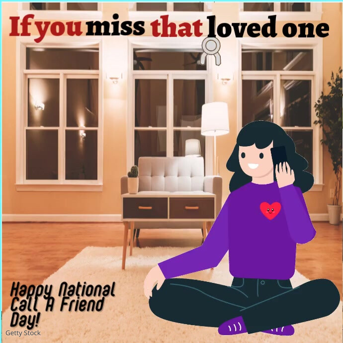 Modèle Brown Joyful National Call A Friend Day Template Square (1:1 ...