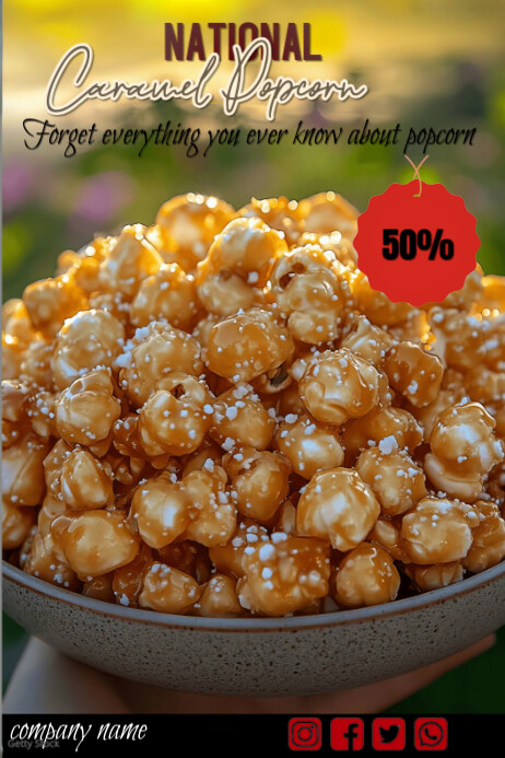 Plantilla de Brown Joyful National Caramel Popcorn Day Poster Poster ...